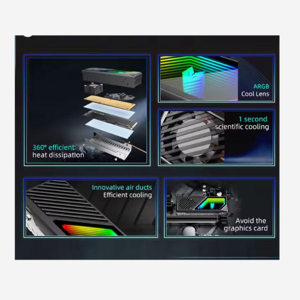 COOLMOON Heatsink M2 SSD Hard Drive Cooler with Copper Heat Dissipation ...